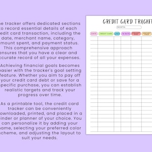 Credit Card Tracker Printable, Credit Card Planner, Debt Free Journey ...