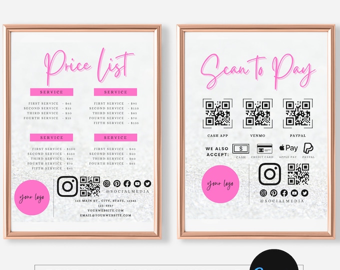 DIY Price List Template & Scan to Pay Template QR Code Sign Canva ...