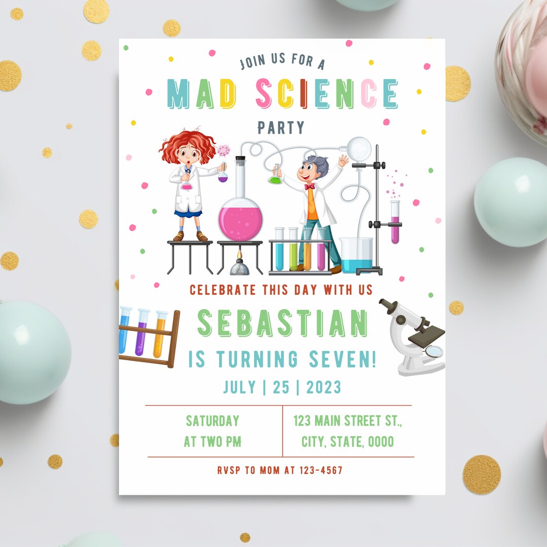 Editable Science Birthday Party Invitation, Scientifics Party, Girls ...