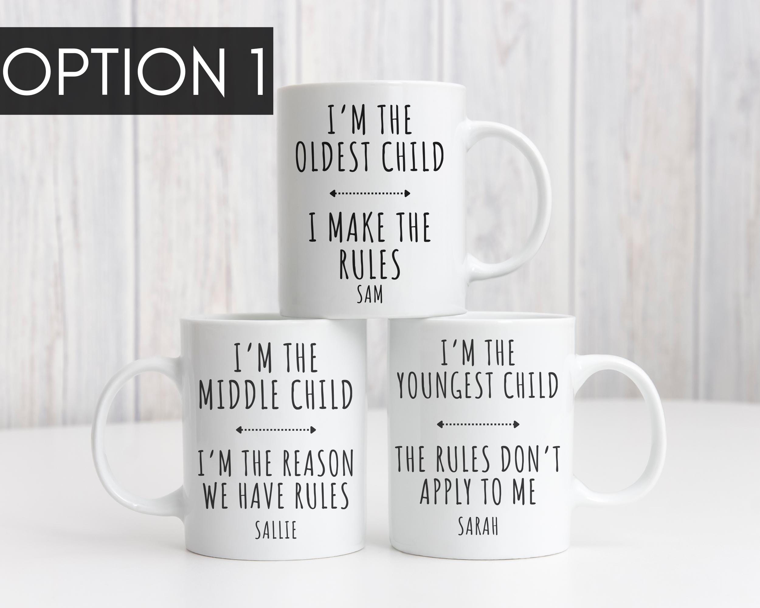 Child Rules Mug Youngest Middle Oldest Sibling Children Gift Novelty ...