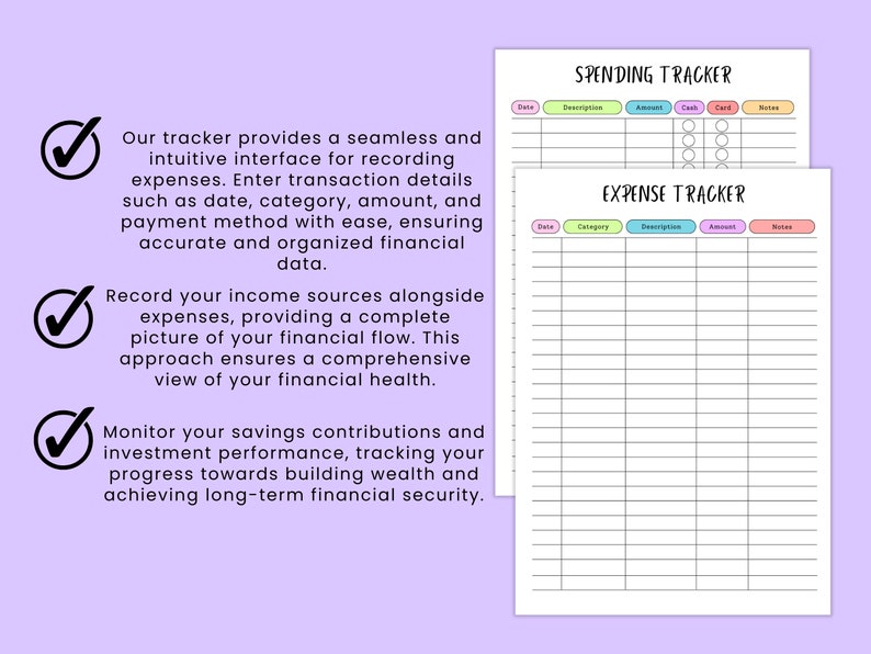 Expense Tracker Set, Printable Spending Tracker, Expense Log, Purchase ...