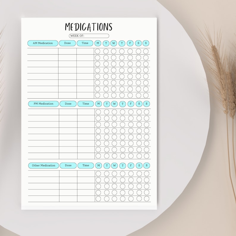 Printable Medication Schedule, Medicine Intake Tracker, Weekly ...
