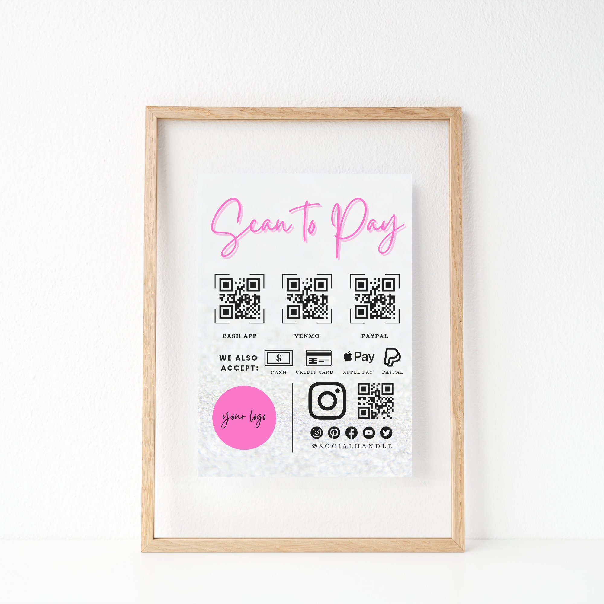DIY Scan to Pay Sign Template, Editable QR Code Beauty Salon Pricing ...