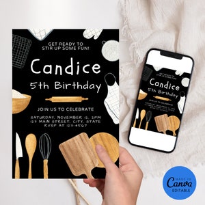 Editable Cooking Birthday Invite Invitation Digital Invite Party Kids ...
