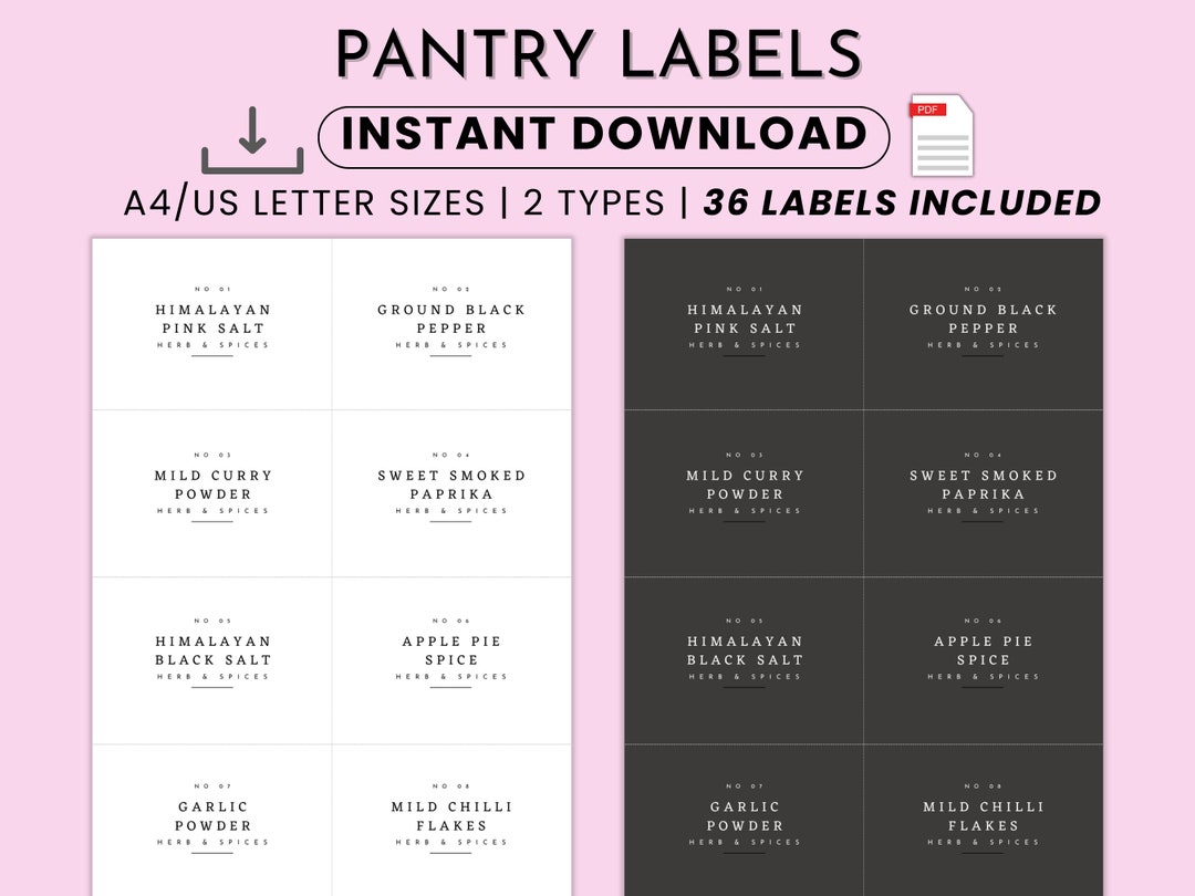 Minimalist Pantry Jar Labels Printable Simple Kitchen - Etsy