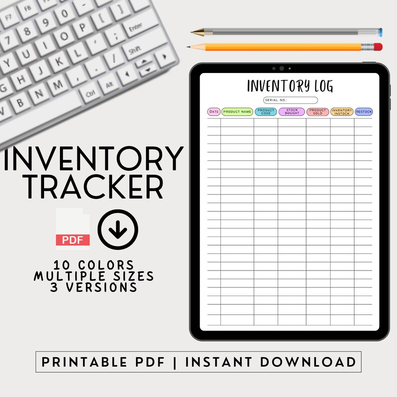 Editable Inventory Log, Inventory Tracker, Product Inventory Template ...