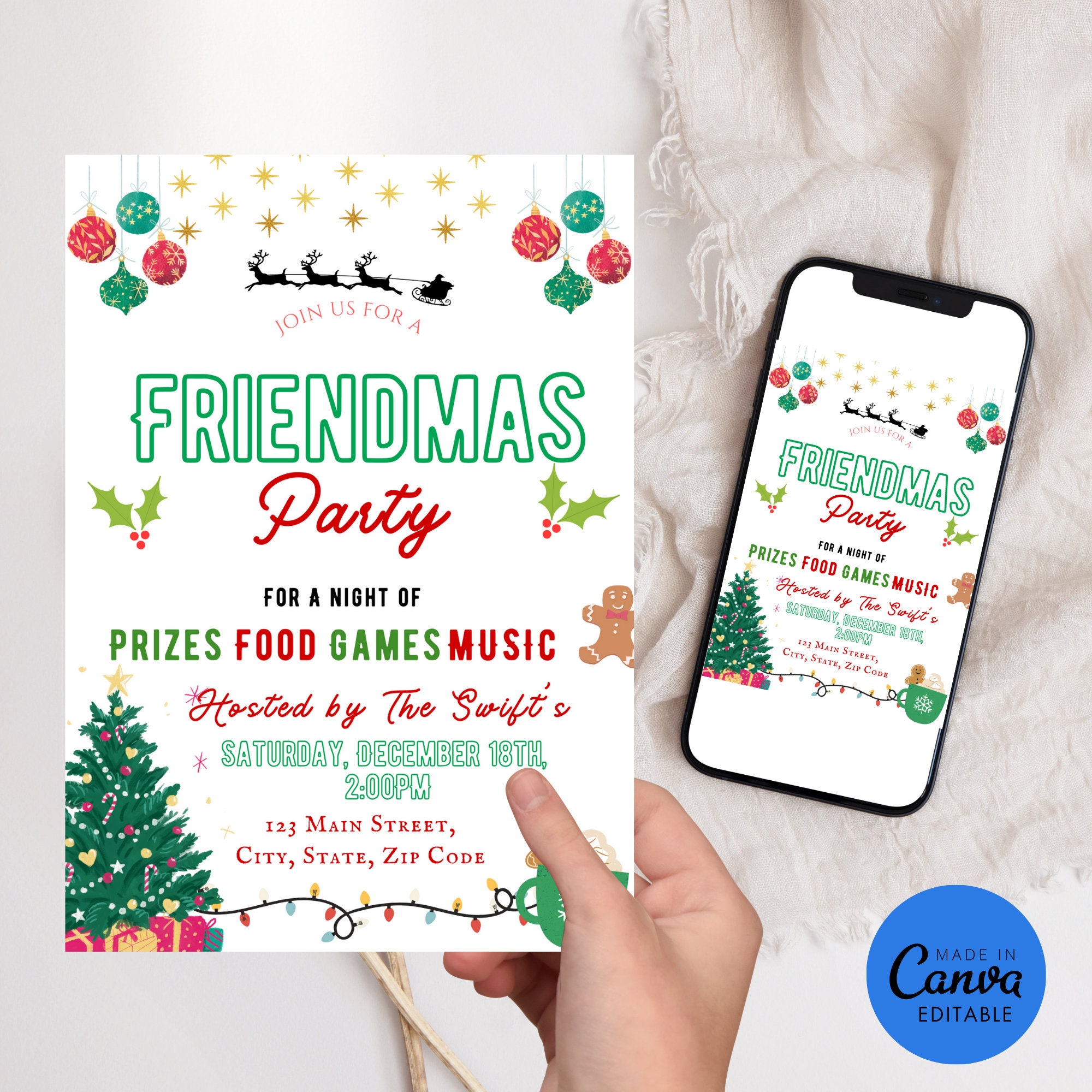 Editable Digital Friendsmas Party Invitation, Printable Friendsmas ...
