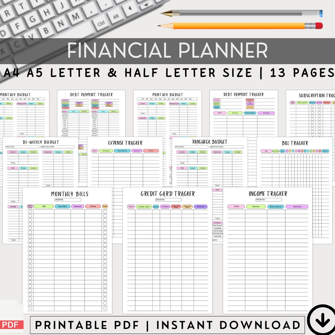 Finance Planner Bundle Printable, Budget Tracker Bundle, Savings ...
