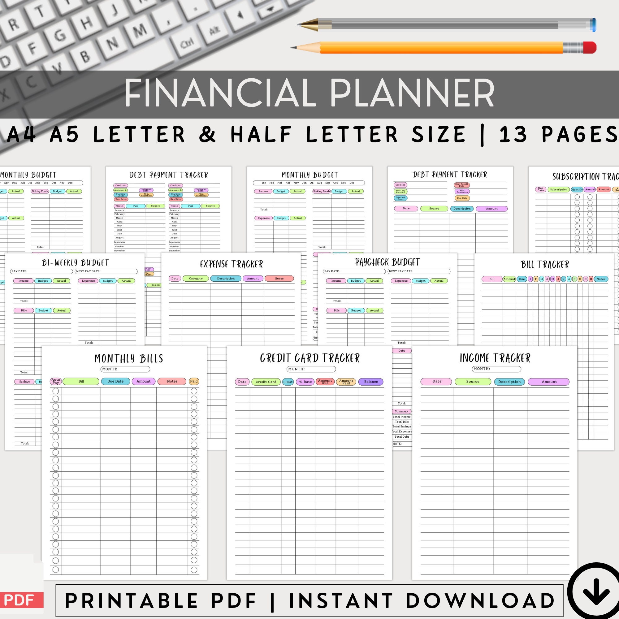 Finance Planner Bundle Printable, Budget Tracker Bundle, Savings ...