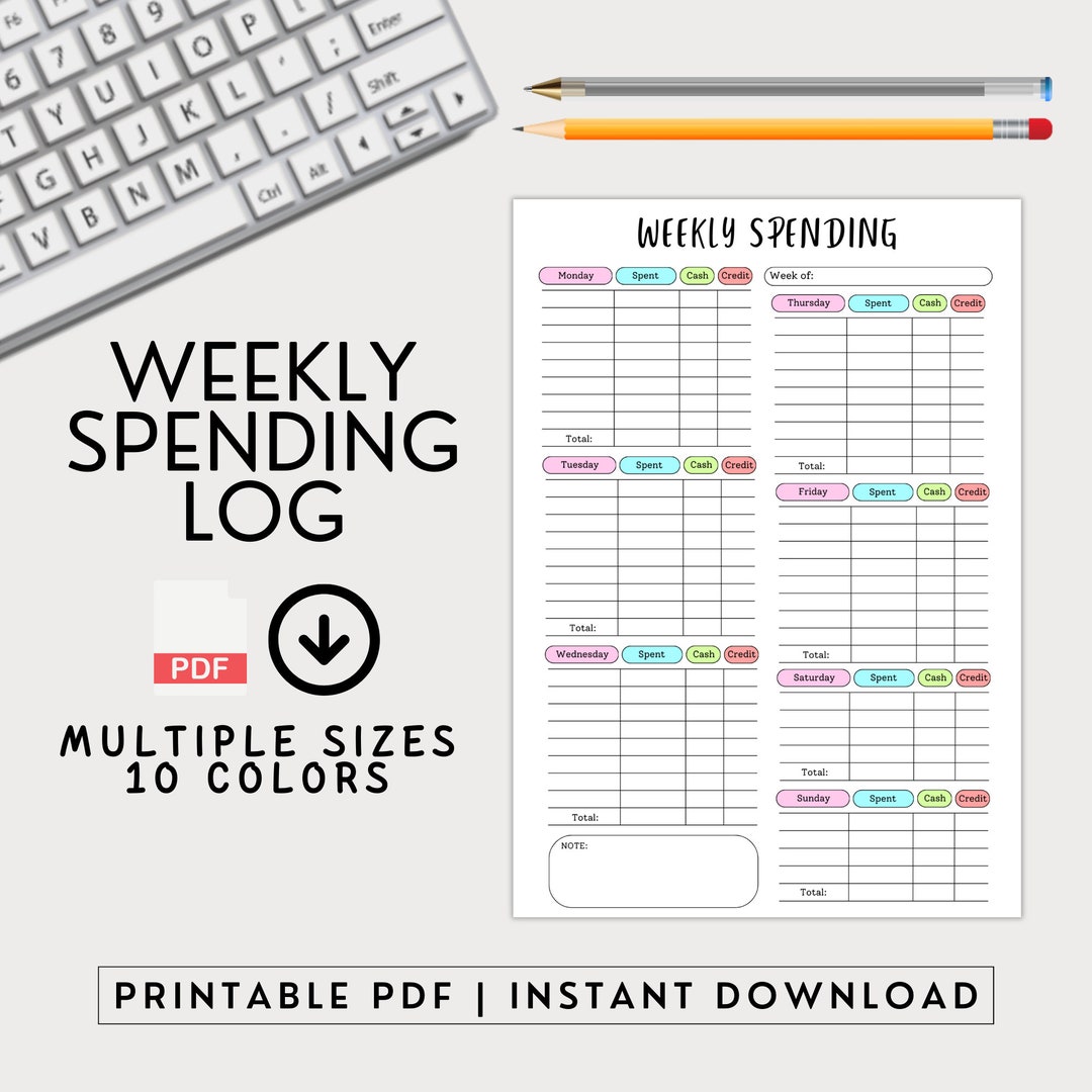 Weekly Spending Tracker Printable, Expense Tracker Printable, Spending ...