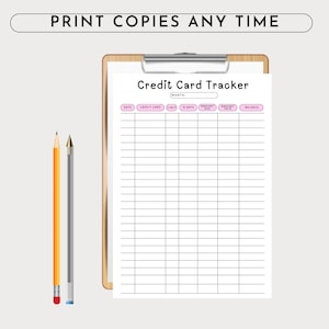 Credit Card Tracker Printable, Credit Card Planner, Debt Free Journey ...