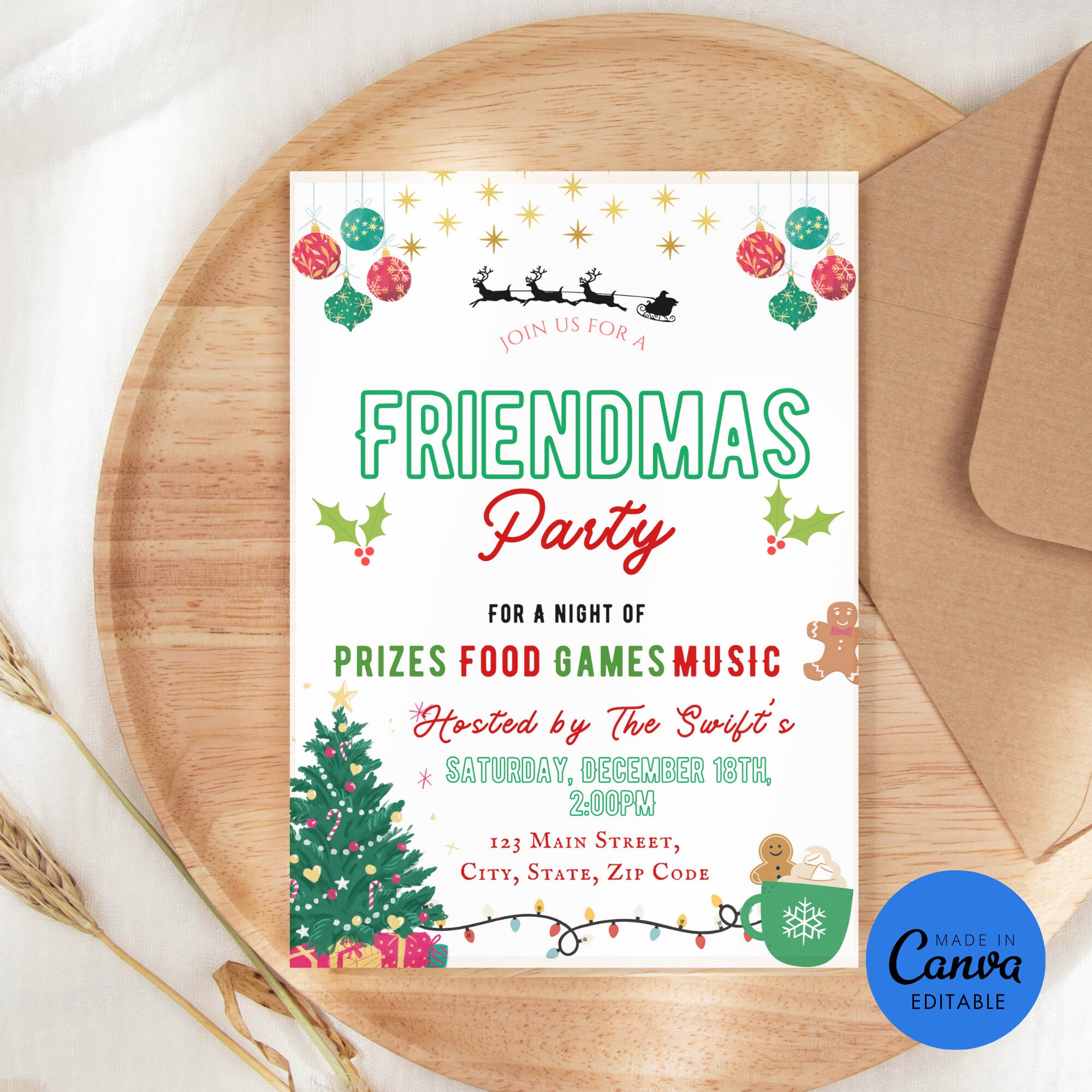 Editable Digital Friendsmas Party Invitation, Printable Friendsmas ...
