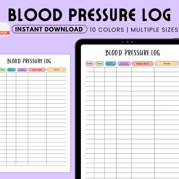 Printable Blood Pressure Sheets - Etsy