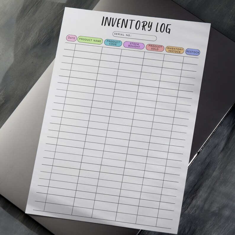Editable Inventory Log, Inventory Tracker, Product Inventory Template ...