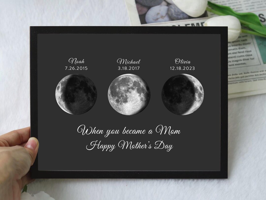 Personalized Family Moon Phase Wooden Plaque, Moon Phase Gift, Moon ...