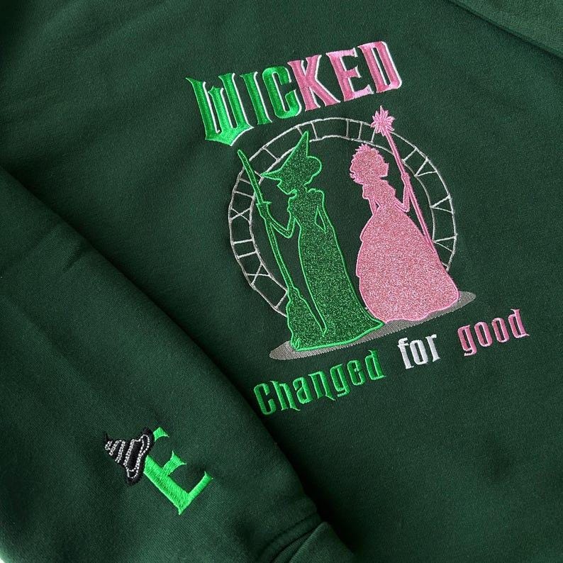 Wicked Glitter Embroidered Sweatshirt, Elphaba and Glinda Crewneck ...