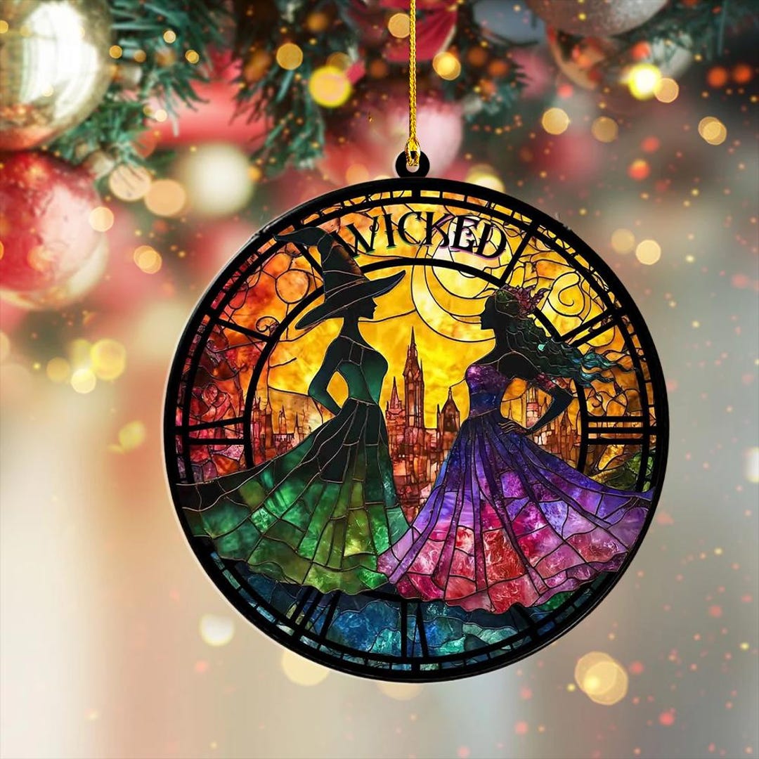 Elphaba and Glinda Besties Acrylic Ornament, Wicked Christmas Ornament ...