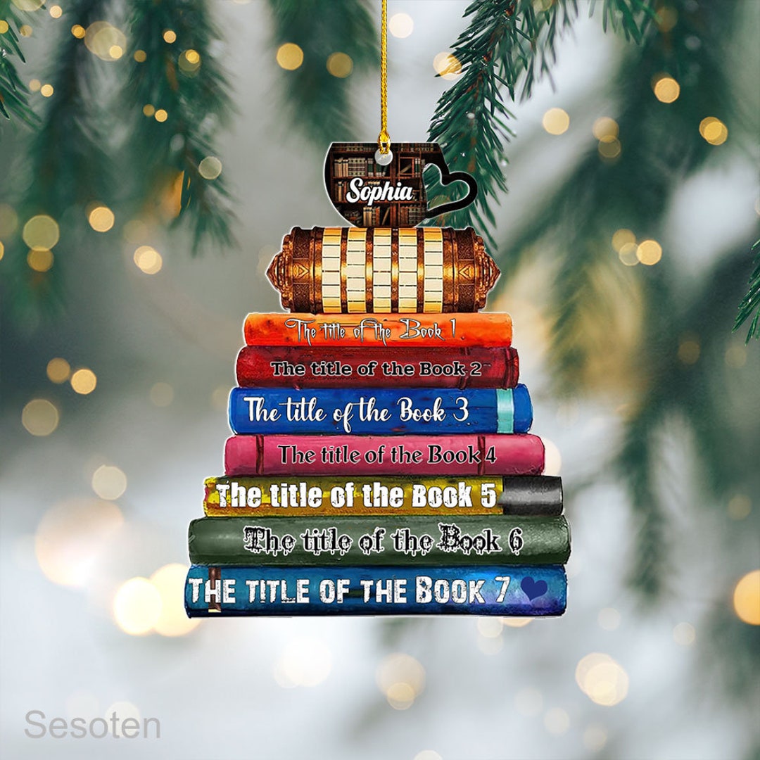 Custom Stack of Books Ornament 2024, Christmas Ornament, Can Custom ...