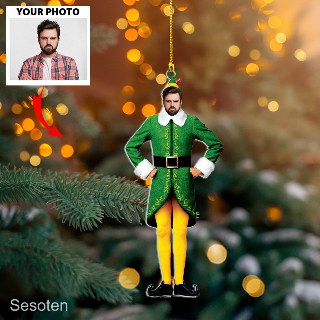 Custom Photo Christmas ELF Ornament, Buddy the ELF Santas, Christmas ...