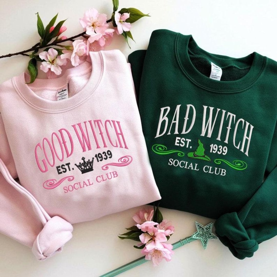 Wicked Glitter Embroidered Sweatshirt, Elphaba and Glinda Crewneck ...