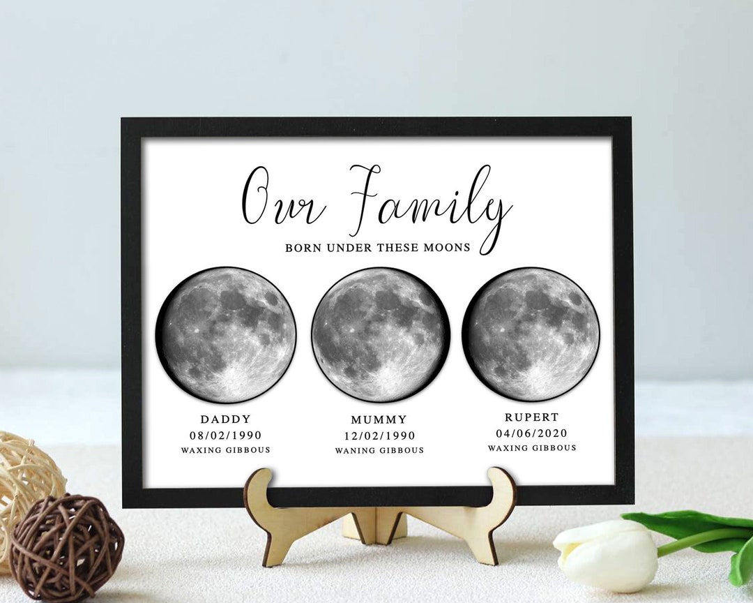 Personalized Family Moon Phase Wooden Plaque, Gift for Family, Family ...