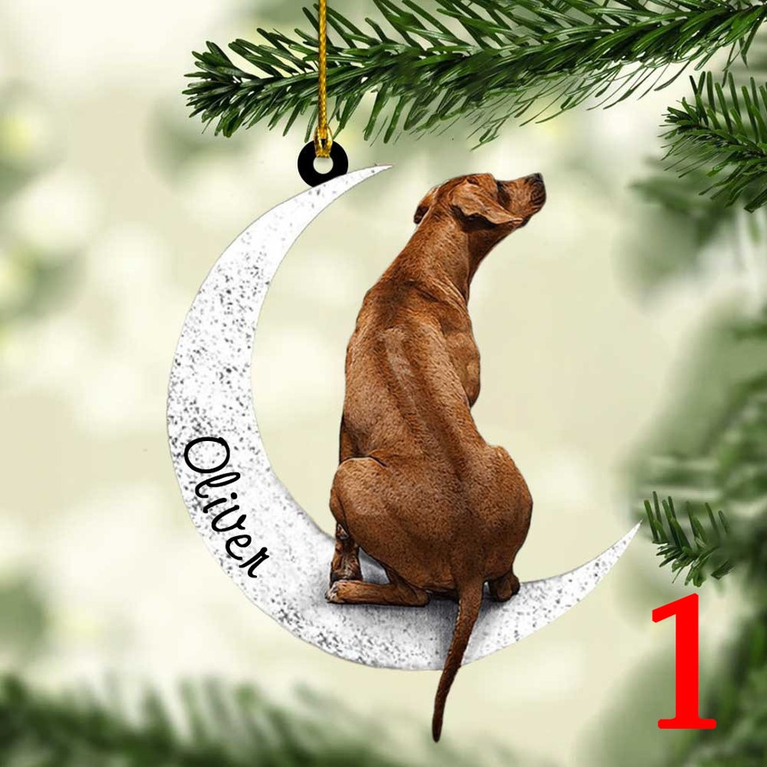 Rhodesian Ridgeback Sit on the Moon Ornament, Memorial Rhodesian Dog ...