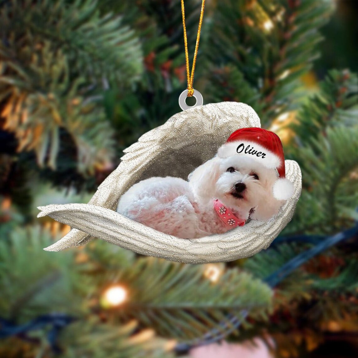 Maltipoo Sleeping Angel Christmas Flat Acrylic Dog Ornament - Etsy