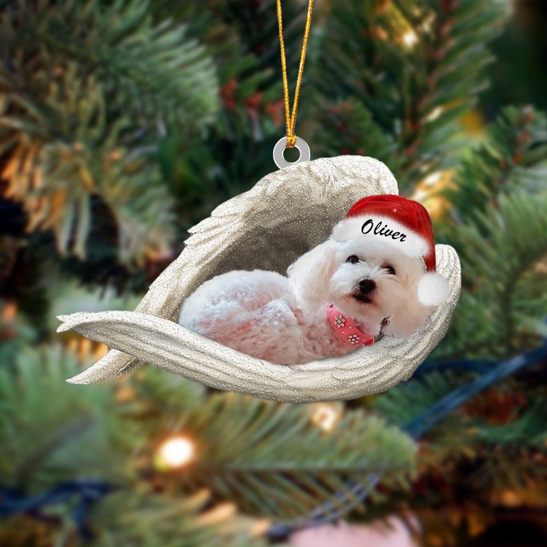 Maltipoo Sleeping Angel Christmas Flat Acrylic Dog Ornament - Etsy