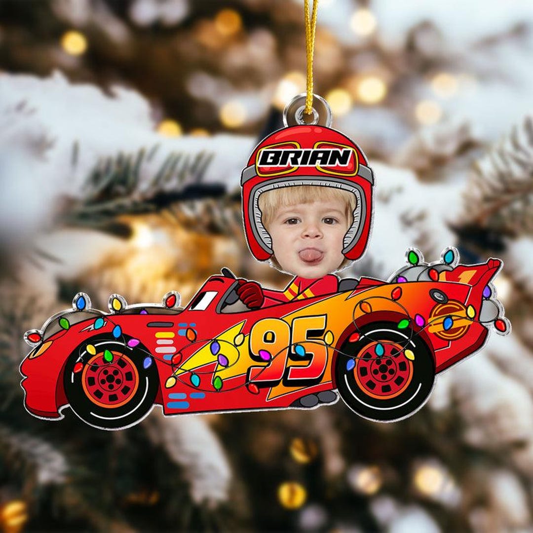 Personalized Kid Face Car Ornament, Kids Name Christmas Ornament, Cars ...