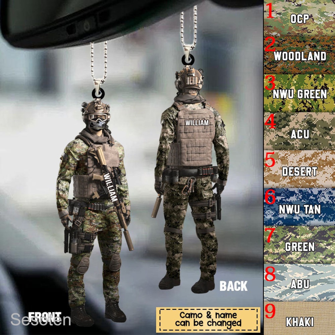 Personalized Army Military Uniform Ornament, Name Custom Shape Ornament ...