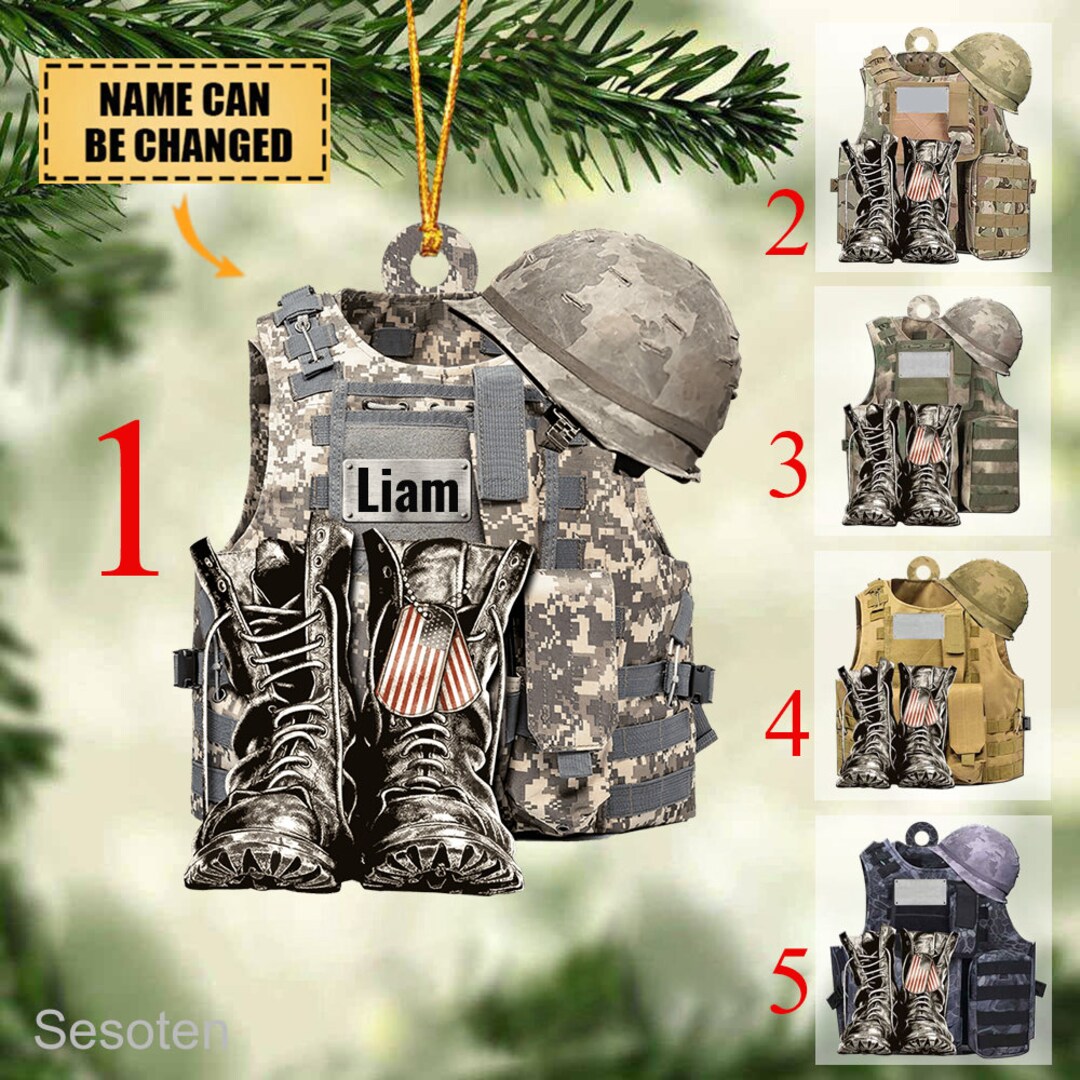 Personalize Military Uniform Boots and Helmet, Gift for Military Dad ...