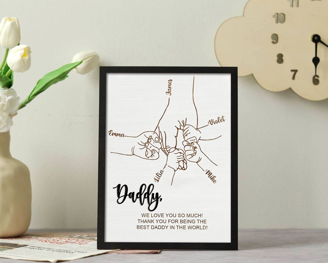 Personalized Fist Bump Wooden Plaque, Fist Bump Dad and Kids Sign ...