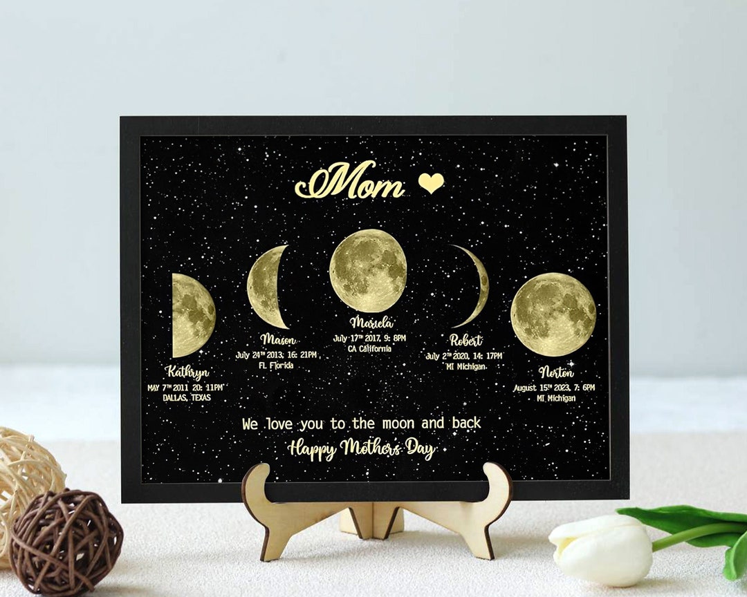 Family Moon Phase Wooden Plaque, Mothers Day Moon Phase, Moon Phase ...