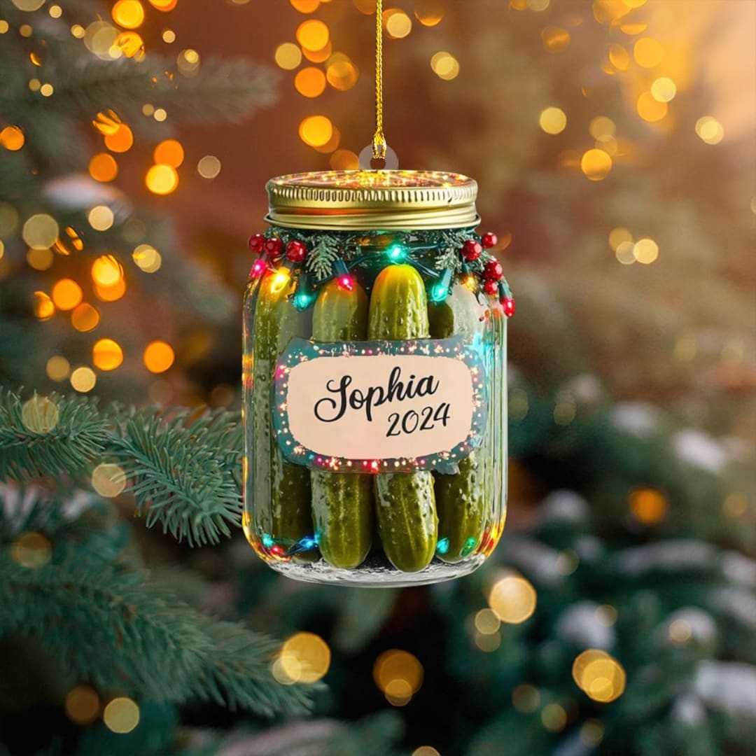 Personalized Pickle Jar 2D Flat Ornament, Pickle Rearview Mirror Car ...