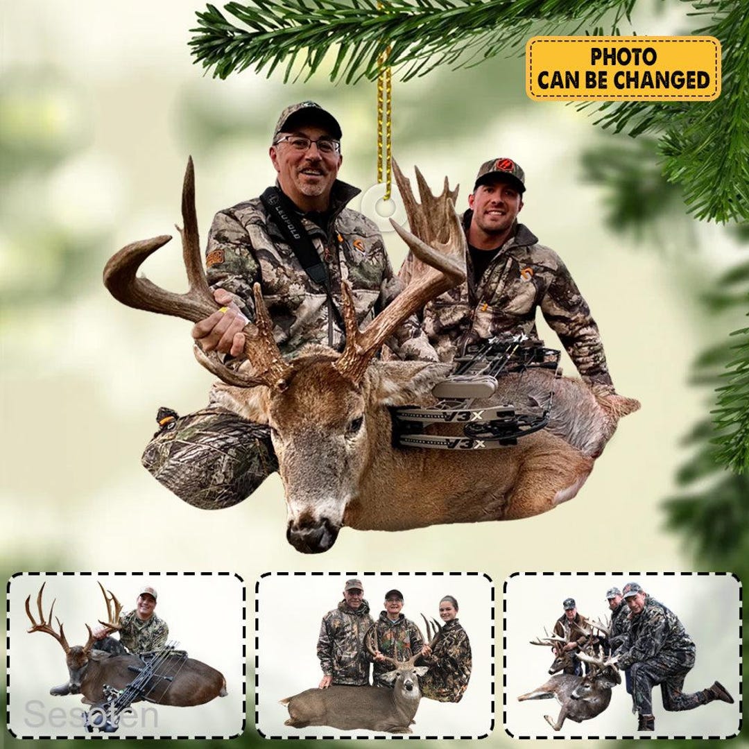 Custom Photo Hunting Ornament, Hunting Ornament, Gift for Deer Hunting ...