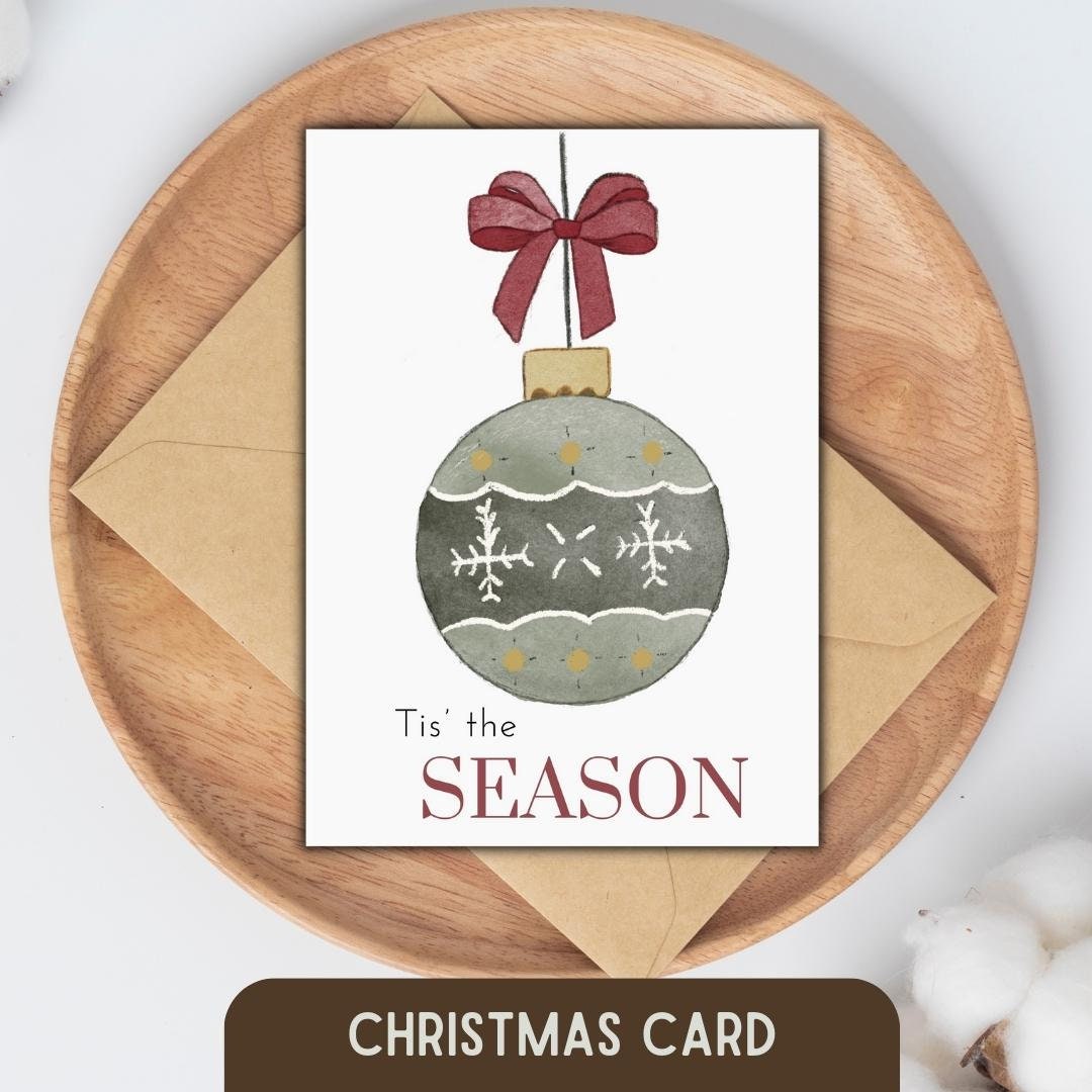 Tis' the Season Card, Christmas Greeting Card, Holiday Greeting Card ...
