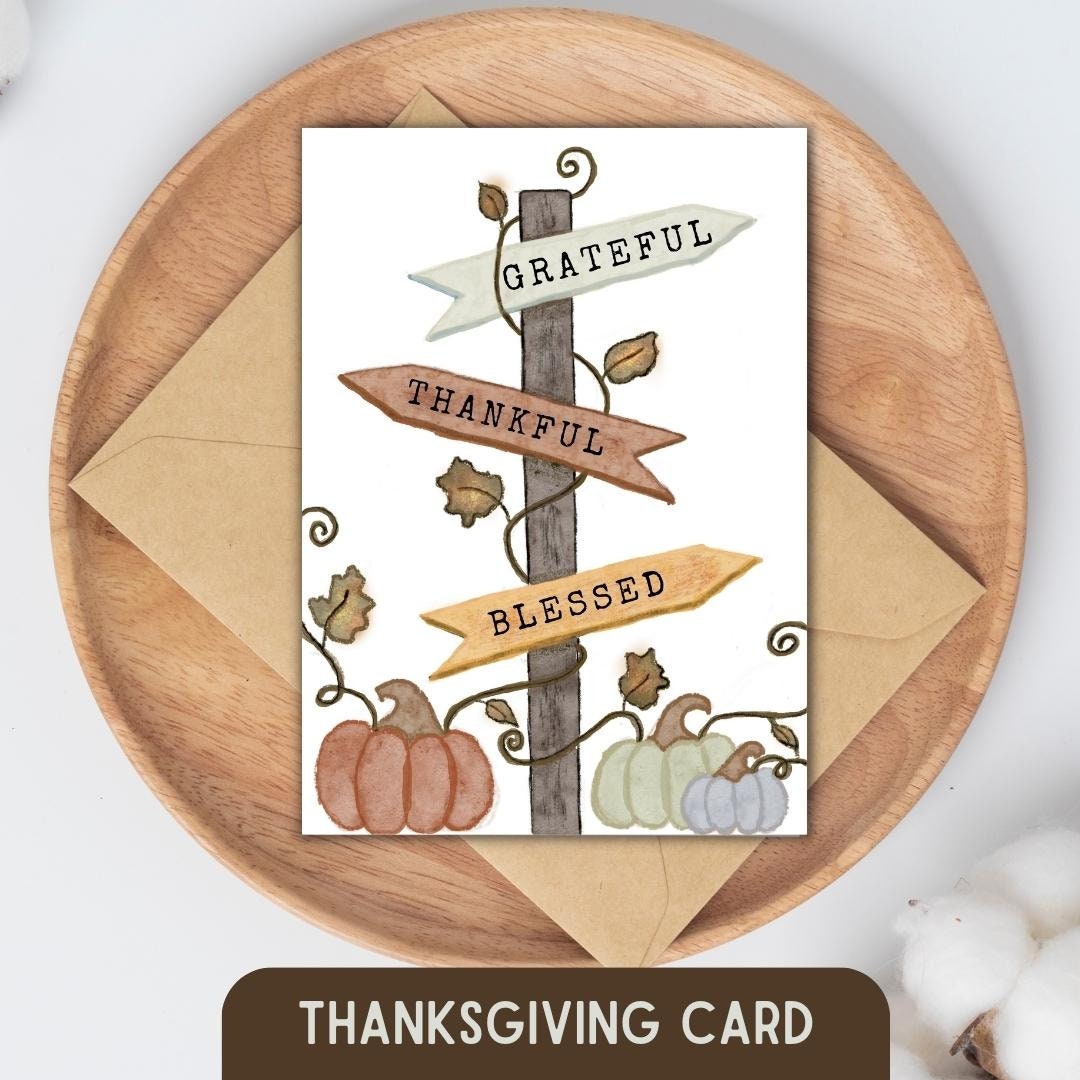 Thanksgiving Cards Printable, Fall Greeting Card Digital Download ...