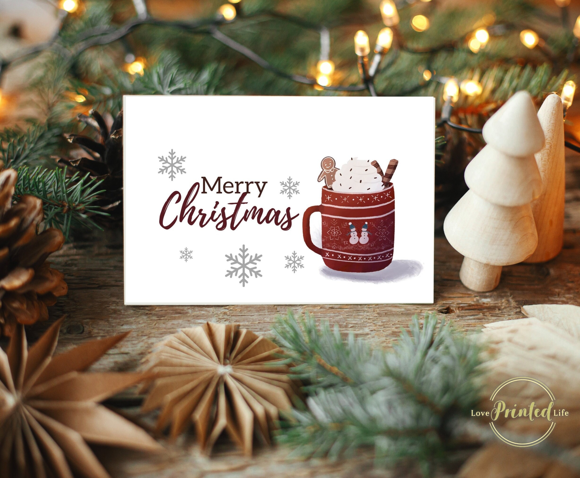 Hot Chocolate Christmas Card Printable: Cocoa Mug Design (digital ...