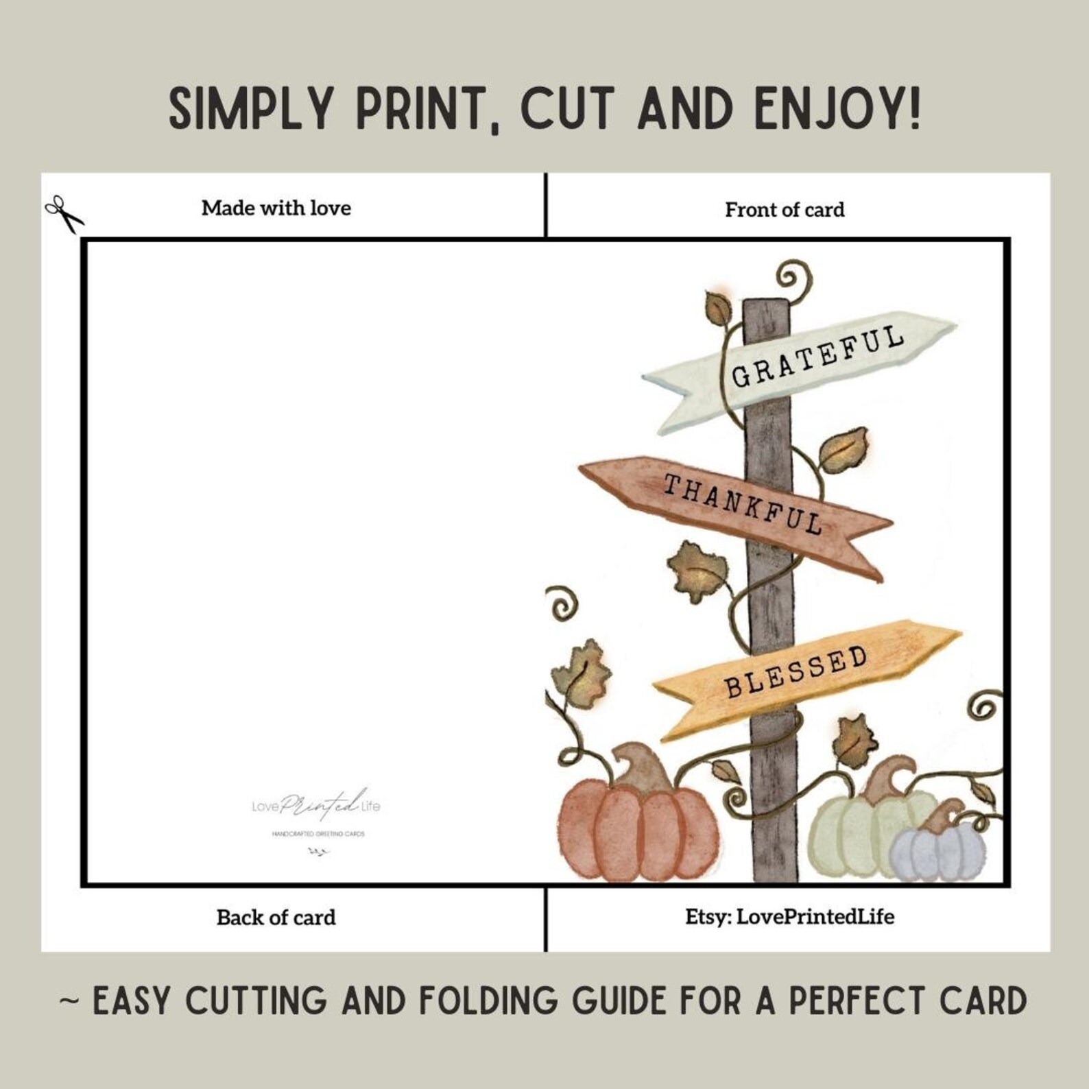 Thanksgiving Greeting Card: Pumpkin Fall Design (digital Download) - Etsy