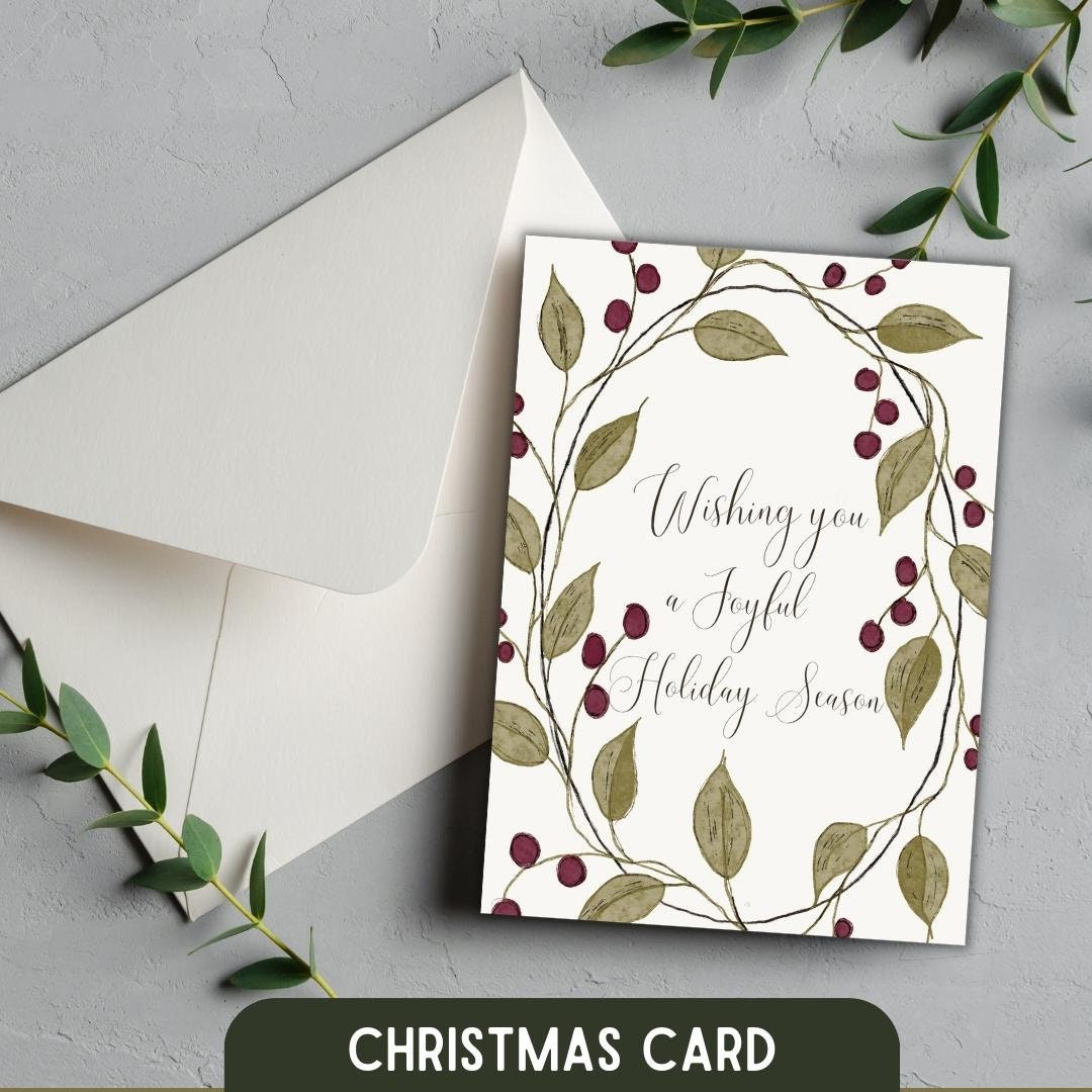 Christmas Greeting Card Printable, Holiday Greeting Cards, Winter Note ...