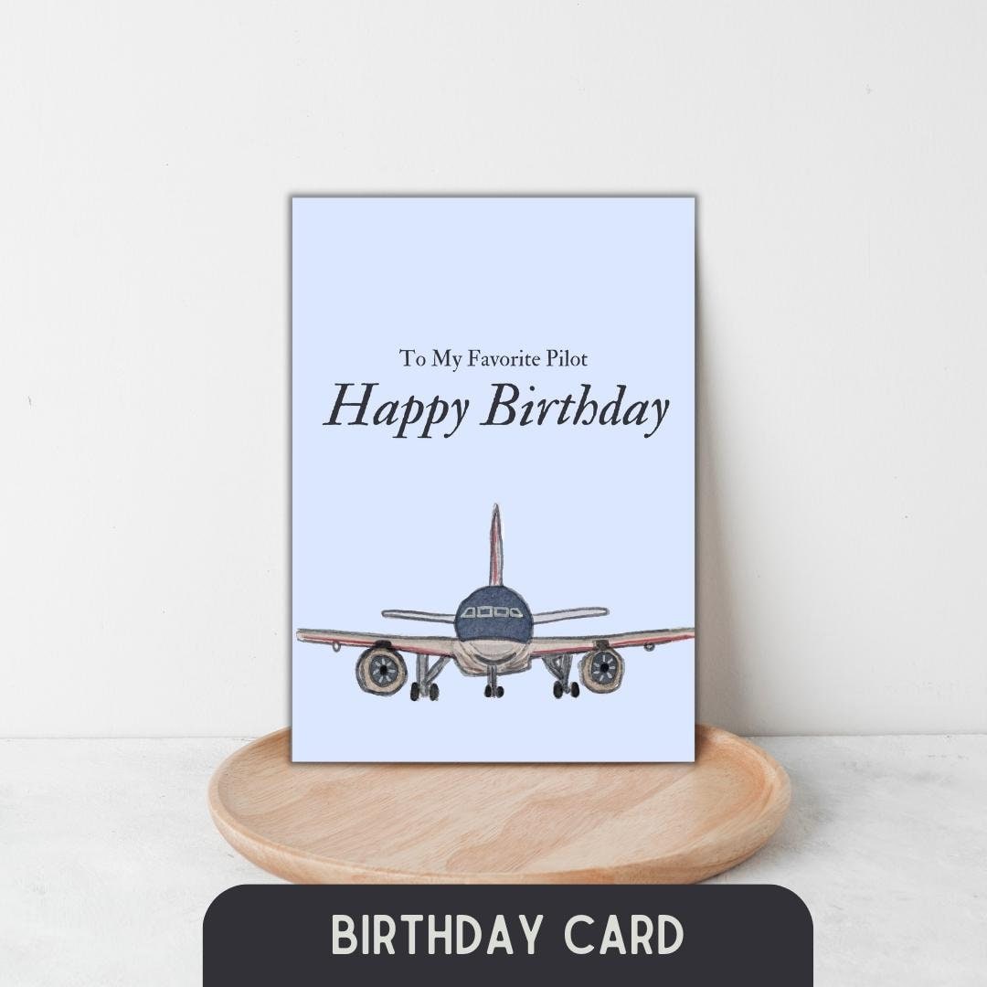 Pilot Birthday Card: Airplane Design (PDF) - Etsy