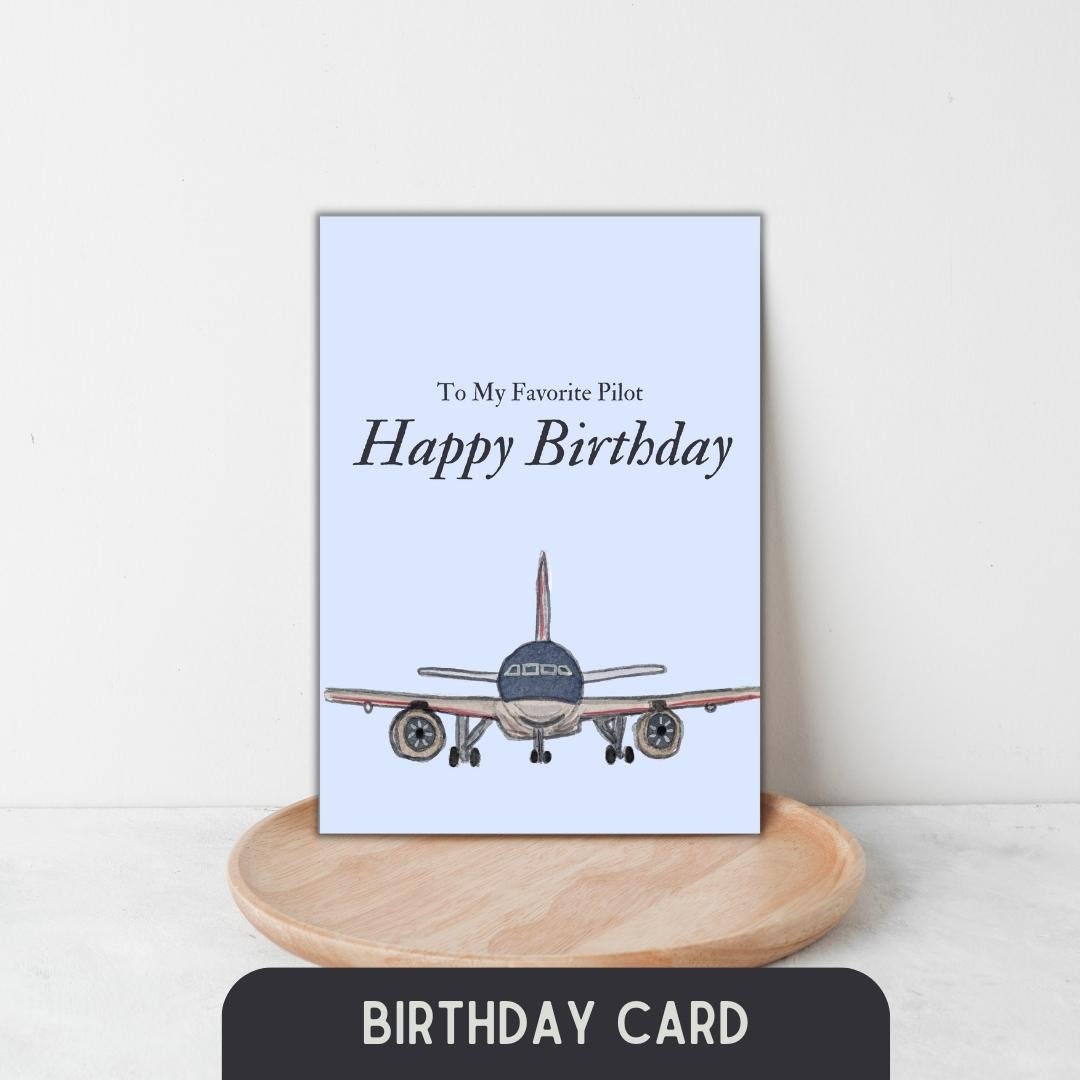 Plane Birthday Card, Birthday Card for Dad Printable, Pilot Birthday ...