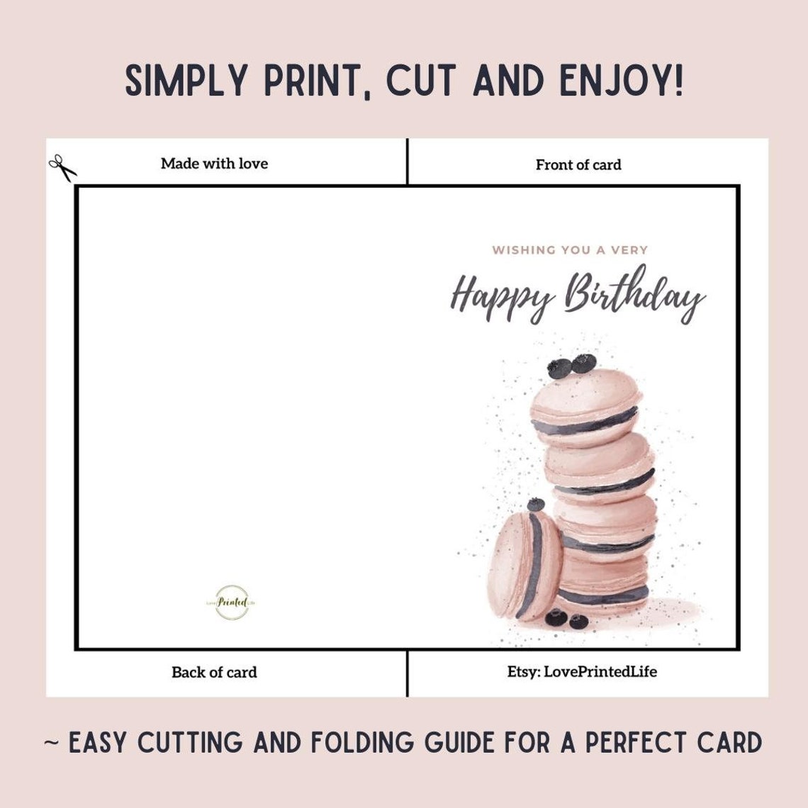 Watercolor Macaron Card for Birthday Birthday Card for Her - Etsy