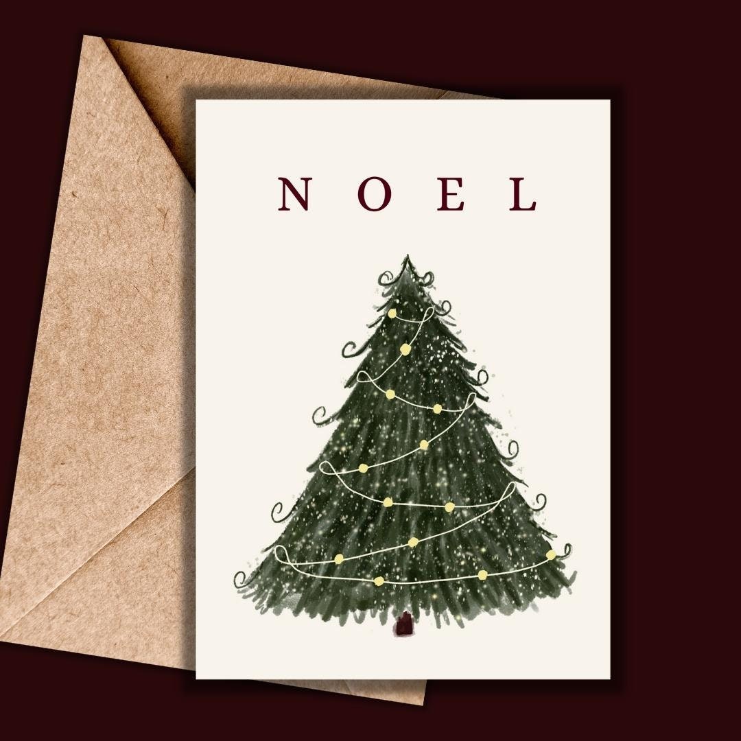 Noel Card, Christmas Card Printable, Christmas Tree Card, Seasonal ...