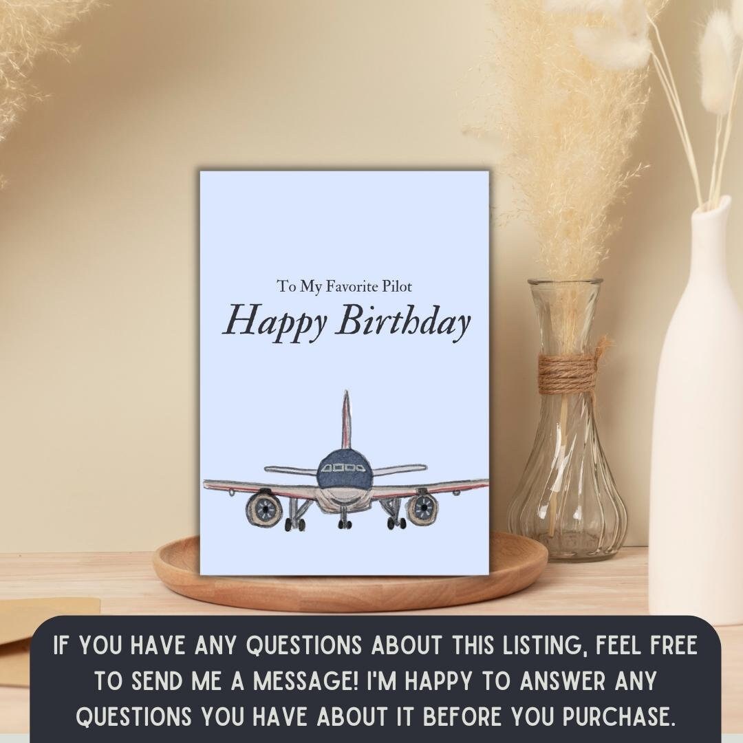 Pilot Birthday Card: Airplane Design (PDF) - Etsy