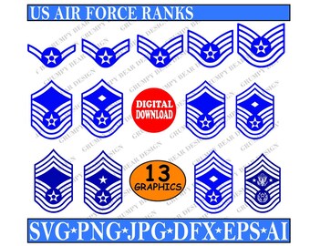 US Air Force Ranks Digital File Download Svg Png Pdf Jpg Eps - Etsy