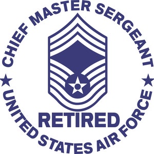 US Air Force Retired, Military Veteran, Msgt Smsgt Cmsgt, Logo W Star ...
