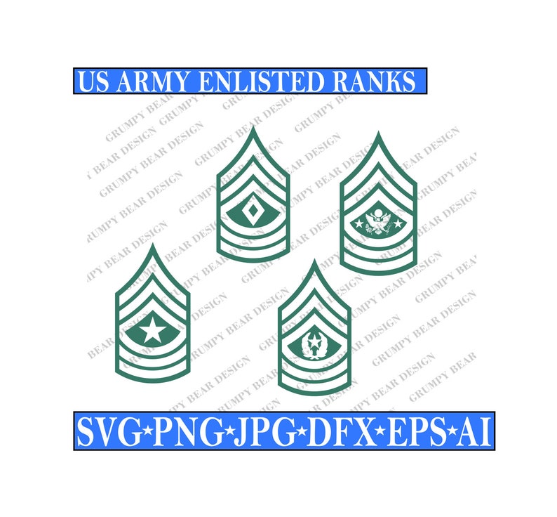US Army Enlisted Ranks x12 Grafiken SVG Png Jpg Ai Eps Dfx - Etsy.de