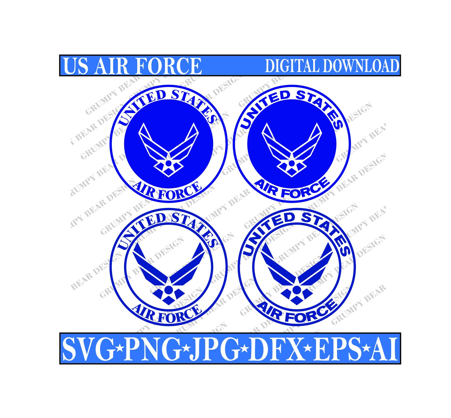 Air Force Round Logo With TWO Different Fonts X8 Logos - Etsy