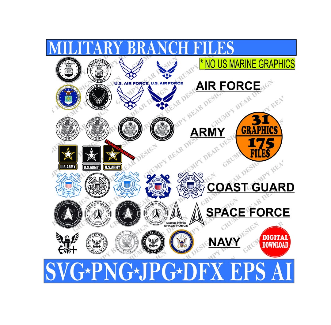 Military Branch Logos X 175 Files, Veteran, Military, Air Force, Army ...